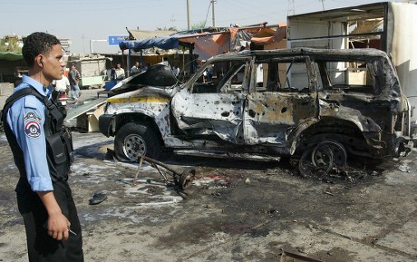 Iraqi Policeman Guards Site Bombings Baghdad Editorial Stock Photo ...