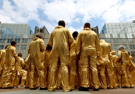 Polish Citizens Wearing Golden Suits Participate Editorial Stock Photo ...