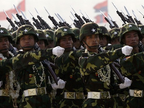 Myanmars Soldiers March Formation Celebrate 62nd Editorial Stock Photo ...