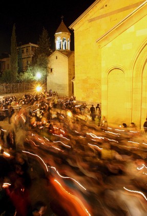 Orthodox Believers Candles Attend Easter Service Editorial Stock Photo ...