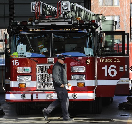 Chicago Fireman Walks Past Truck 16 Editorial Stock Photo - Stock Image ...