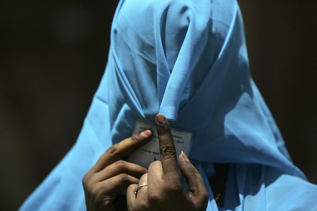Indian Voter Shows Her Ink Mark Editorial Stock Photo - Stock Image ...