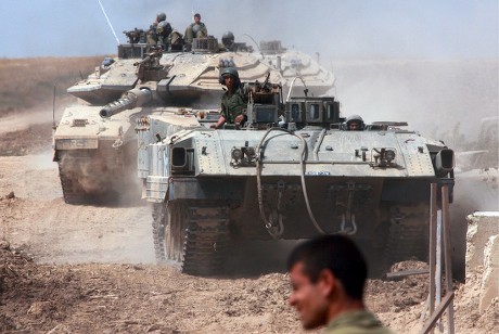 Israeli Armoured Vehicles Entering Military Base Editorial Stock Photo ...