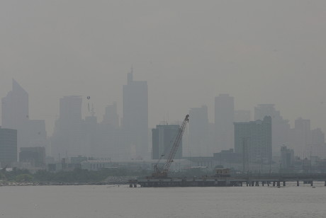 City Skyline Seen Through Heavy Smog Editorial Stock Photo - Stock ...