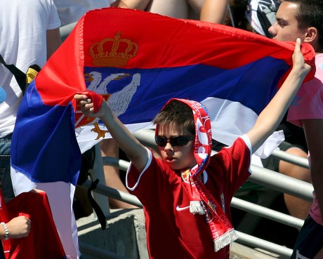 Boy Holds Serbian Flag During Match Editorial Stock Photo - Stock Image ...