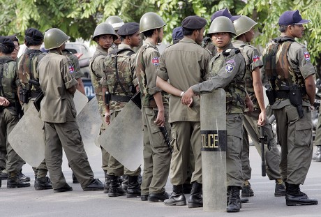 Cambodian Riot Police Block Streets During Editorial Stock Photo ...