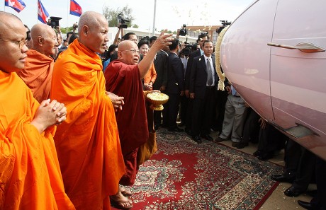Cambodian Buddhist Monks Bless Plane During Editorial Stock Photo ...
