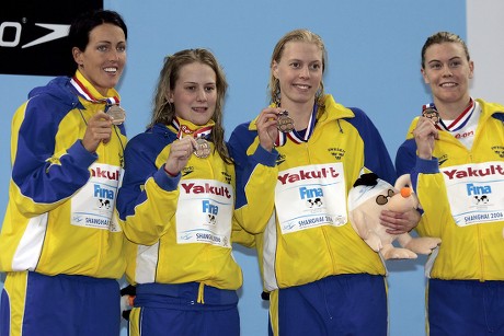 Members Swedish Womens 4x100m Freestlye Relay Editorial Stock Photo ...
