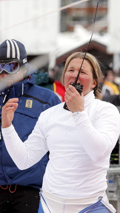 Swedish Anja Paerson Uses Walkietalkie Give Editorial Stock Photo ...