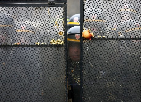 Anti Riot Policeman Peeks Through Police Editorial Stock Photo - Stock ...