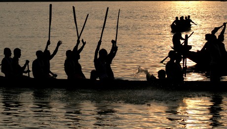 Indian Competitors Row Boat During Boat Editorial Stock Photo - Stock ...