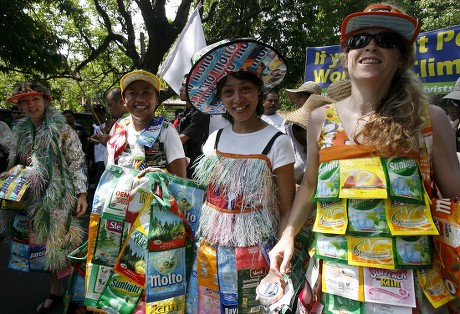 Environmental Activists Wearing Recycled Costumes They Editorial Stock ...