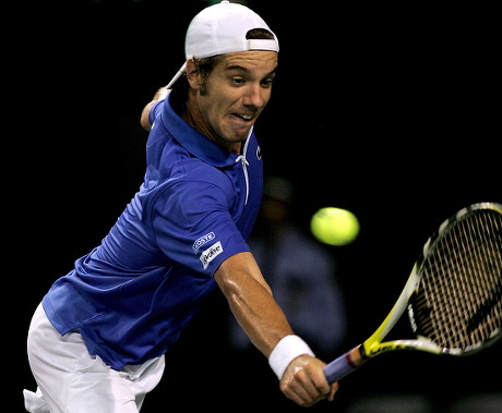 Richard Gasquet France Stretches Backhand Shot Editorial Stock Photo ...