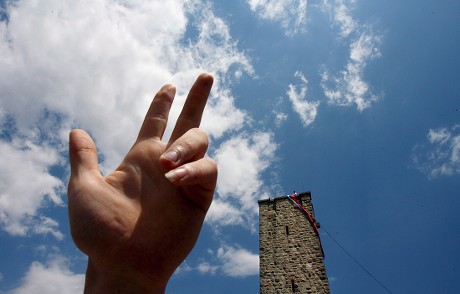 Ethnic Serb Waves Three Fingers Monument Editorial Stock Photo - Stock ...