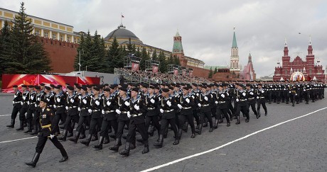Russian Soldiers March Lockstep During Military Editorial Stock Photo ...