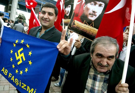 Turkish Nationalist Protestors Stand Eu Flag Editorial Stock Photo ...