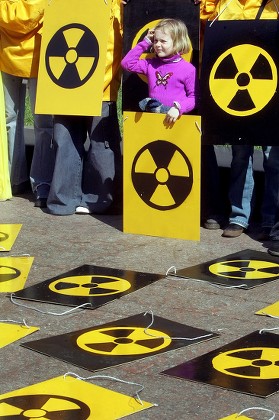 Little Girl Holds Radiation Sign During Editorial Stock Photo - Stock ...