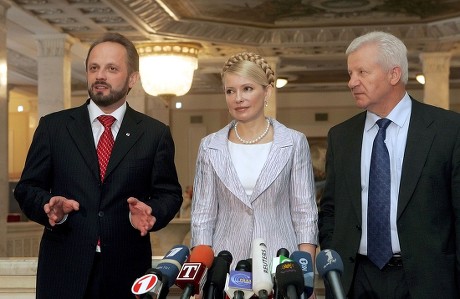 Ukraines Prime Ministerdesignate Julia Timoshenko Flanked Editorial ...