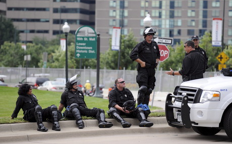 Police Rest Outside Pepsi Center Site Editorial Stock Photo - Stock ...