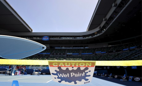 Sign Shows Wet Paint Rod Laver Editorial Stock Photo - Stock Image ...