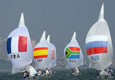 Yngling Sailors Sail Their Boat During Editorial Stock Photo - Stock ...