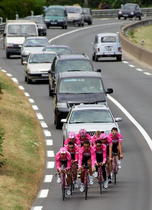Cars Line Behind Cyclists Tmobile Team Editorial Stock Photo - Stock ...