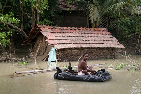 Indian Villager On Makeshift Raft Front Editorial Stock Photo - Stock ...