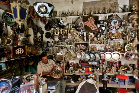 Iraqi Vendor Displays Brassware Antiques Sale Editorial Stock Photo ...