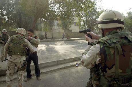 Us Soldiers Check Iraqi Man Area Editorial Stock Photo - Stock Image ...