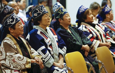 Japanese Indigenous Ainu Women Traditional Clothes Editorial Stock ...