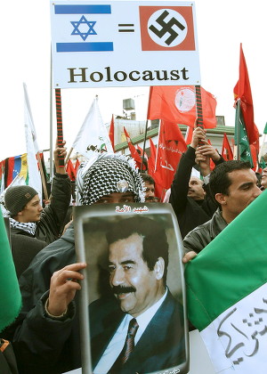 Jordanian Protestor Holds Picture Late Iraqi Editorial Stock Photo ...