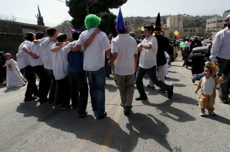 Israeli Settlers Wearing Various Costumes Purim Editorial Stock Photo ...
