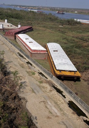 Barges Lay Grounded Against Section Levy Editorial Stock Photo - Stock ...