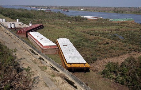 Barges Lay Grounded Against Section Levy Editorial Stock Photo - Stock ...