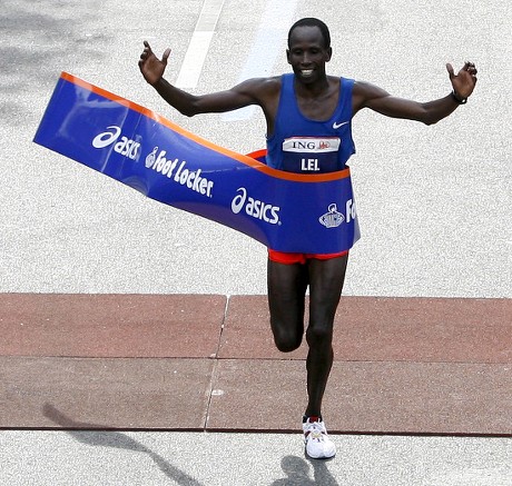 Martin Lel Kenya Celebrates While Crossing Editorial Stock Photo ...