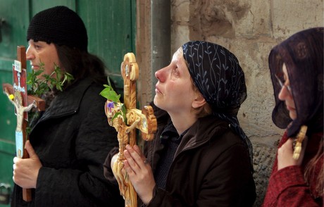 Christian Woman Cries She Holds Wooden Editorial Stock Photo - Stock ...