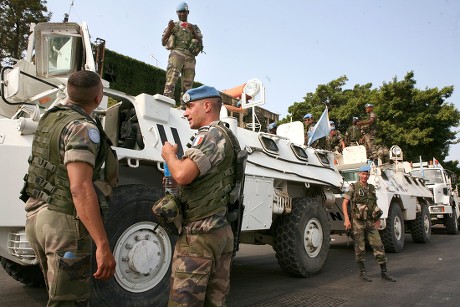 French United Nations Soldiers Wait Beirut Editorial Stock Photo ...