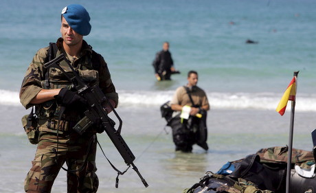 Unifil Spanish Soldier Stands Guard His Editorial Stock Photo - Stock ...