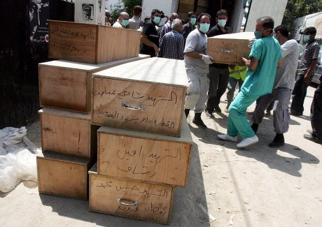 Lebanese Civil Defense Members Carry Coffin Editorial Stock Photo ...