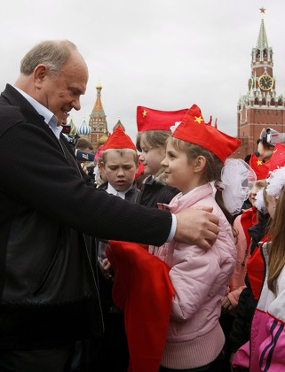 Russian Communist Leader Gennady Zyuganov Hugs Editorial Stock Photo ...