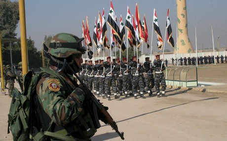 Iraqi Policemen Hold Iraqi Flags Soldiers Editorial Stock Photo - Stock ...
