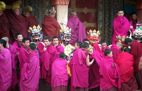 Some Masked Monk Dancers Await Their Editorial Stock Photo - Stock ...