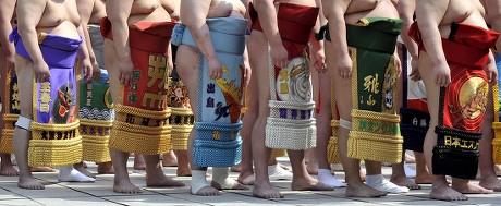 Sumo Wrestlers Attend Ritual Ceremony Before Editorial Stock Photo ...