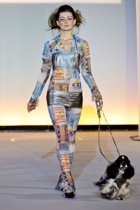 Model Leading Dog Walks Down Catwalk Editorial Stock Photo - Stock ...