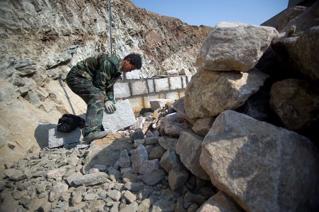 Roadman Carries Stone Construction Field Build Editorial Stock Photo ...