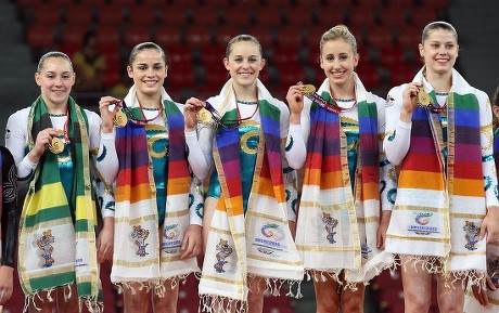 Members Australian Gymnastics Team Pose Gold Editorial Stock Photo ...