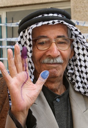 Iraqi Elserly Shows His Ink Marked Editorial Stock Photo - Stock Image ...