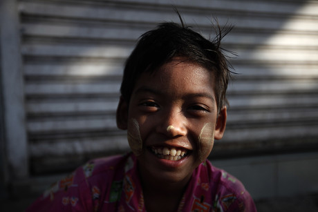 Myanmar Boy Laughs On Streets Yangon Editorial Stock Photo - Stock ...