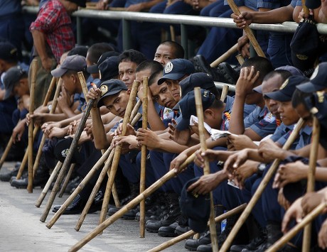 Filipino Anti Riot Police Rest Street Editorial Stock Photo - Stock ...