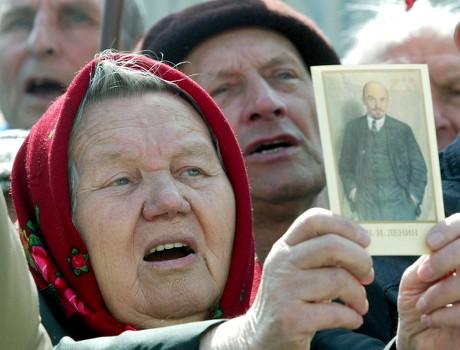 Kiev Ukraine Woman Holding Picture Lenin Editorial Stock Photo - Stock ...